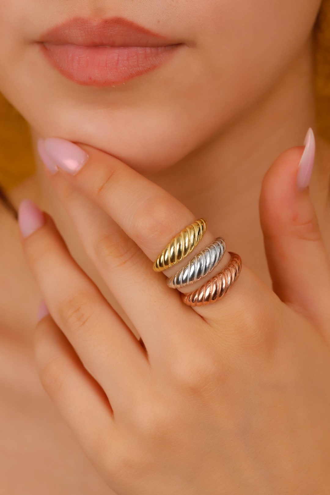 Gold Filled Croissant Ring: Chunky Twist Signet, Sterling Silver - Etsy