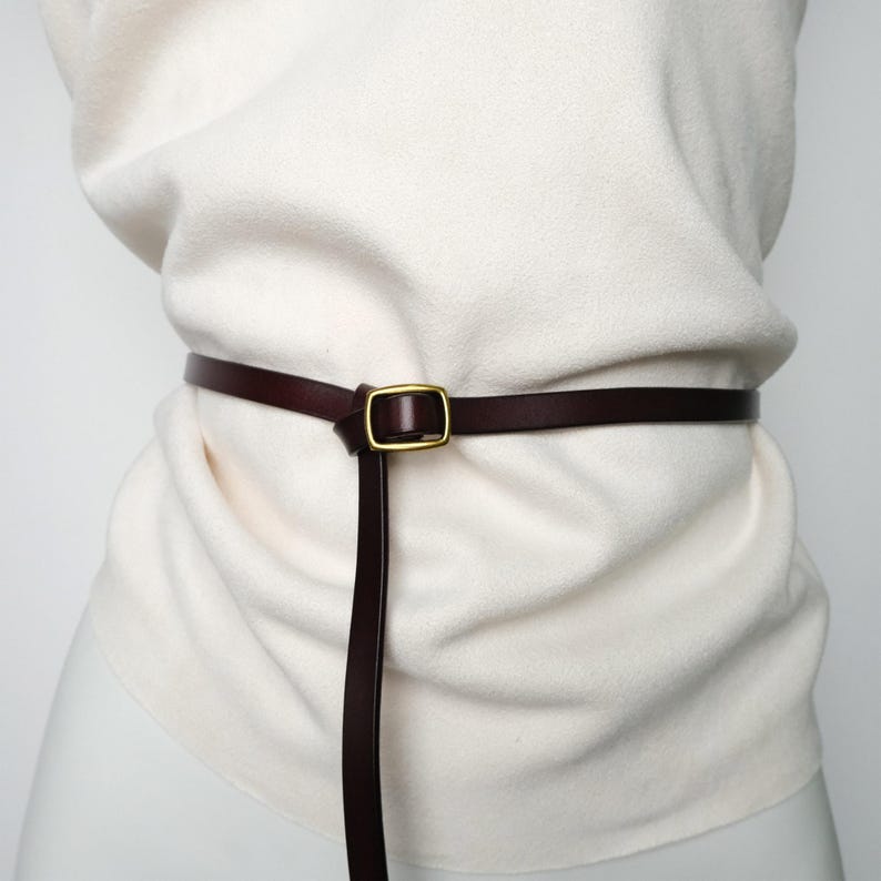 Vintage Genuine Leather Thin Belt, Simple Leather Belt, Dress Trench ...