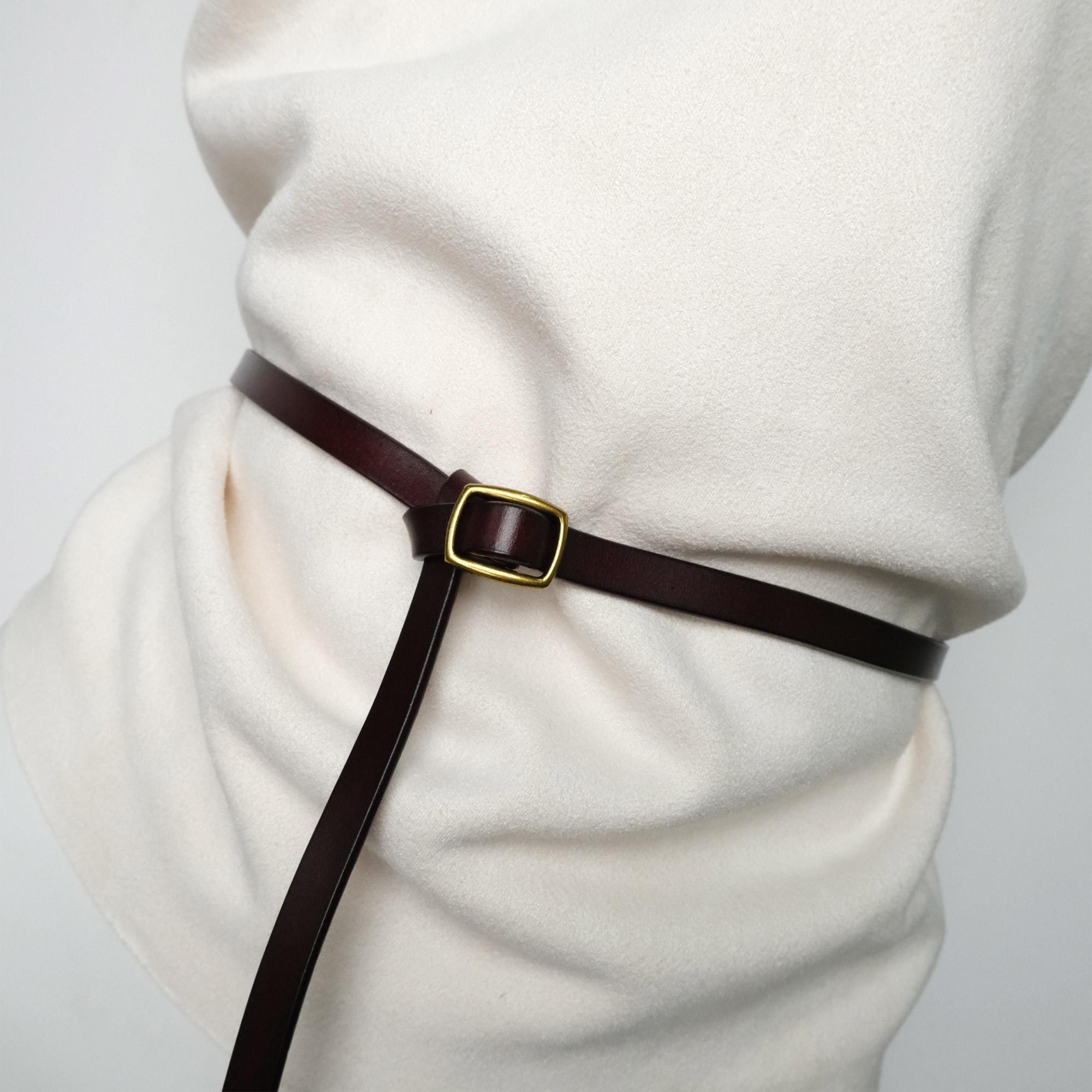 Vintage Genuine Leather Thin Belt, Simple Leather Belt, Dress Trench ...