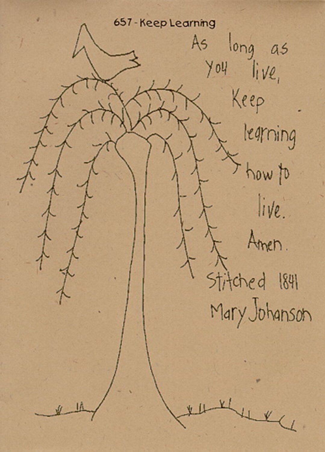 Primitive Stitchery Pattern Folk Art Sampler Keep Learning - Etsy