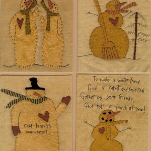 Eight Snowman PATTERN Stitchery Patterns Wool Applique Snowmen Pattern ...