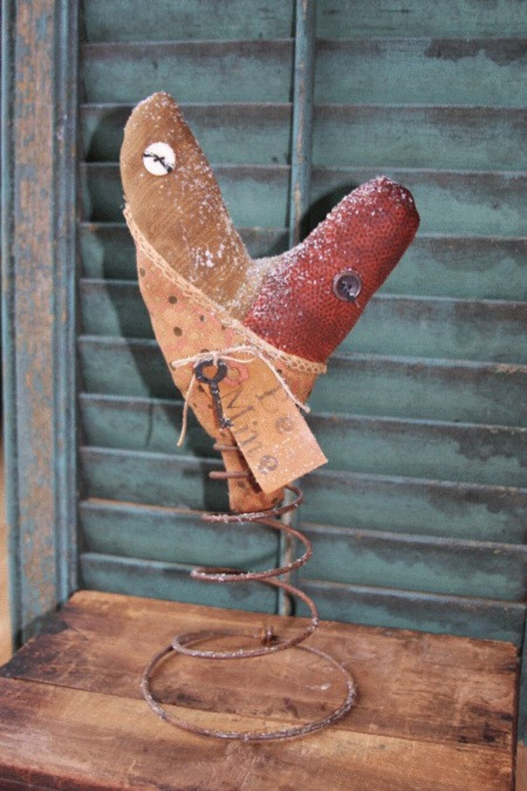 Primitive Pattern Folk Art Heart Make Do Be My Valentine OFG Team - Etsy