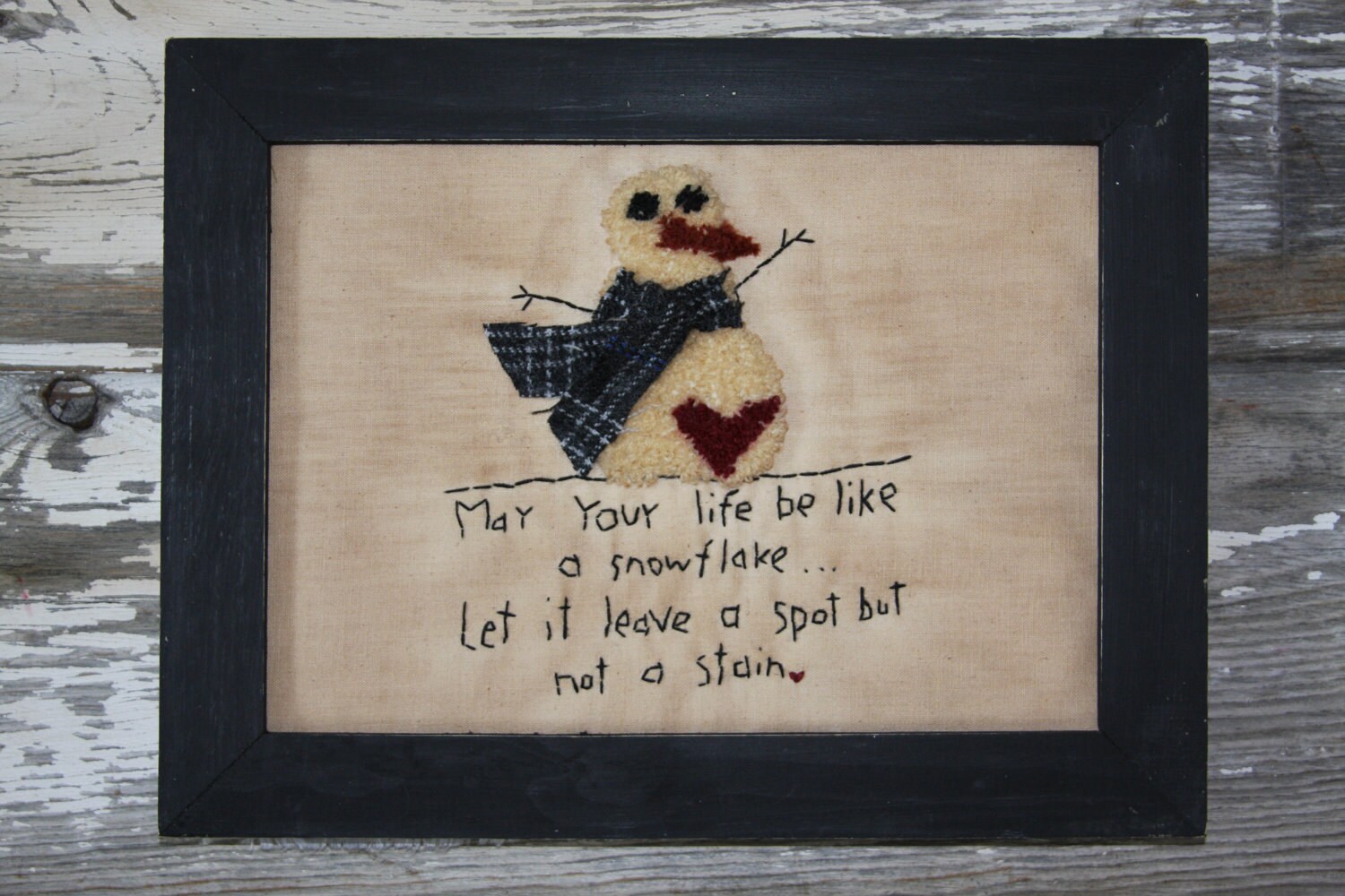 PATTERN Primitive Needle Punch Snowman Stitchery Snowflake - Etsy