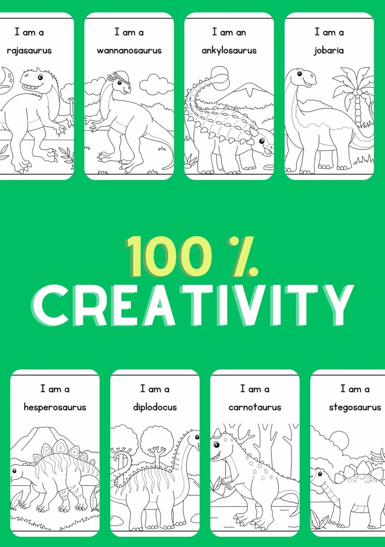 Dinosaur Coloring Book for Kids & Adults | 50 Unique Dinosaur Designs ...