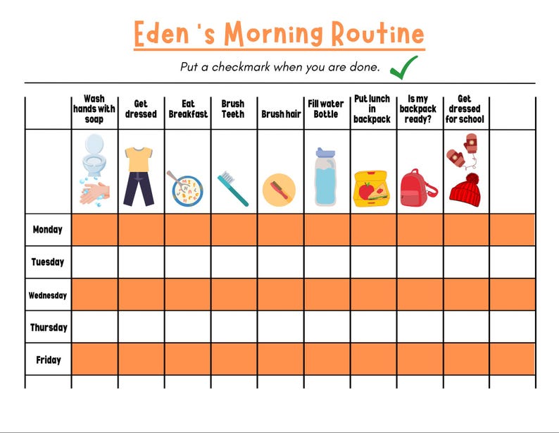 Morning Routine Chart for Kids – Fun & Interactive Daily Planner - Etsy