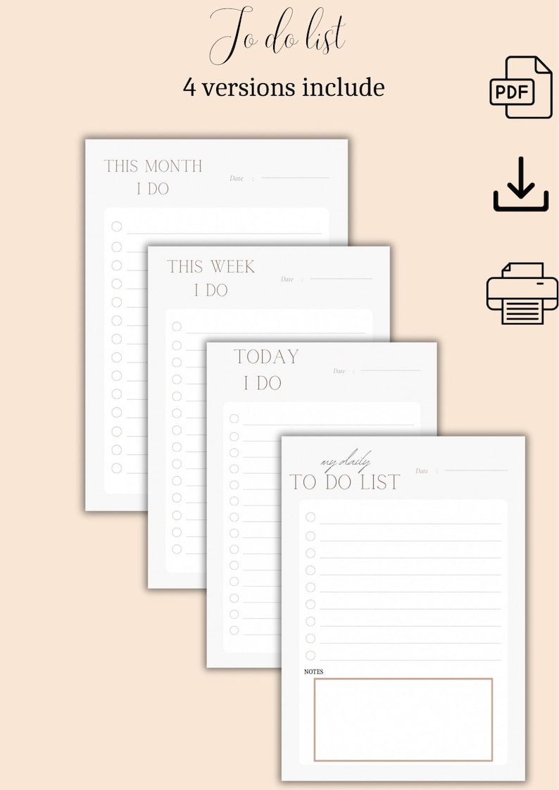 Printable to Do List PDF | Daily Planner | Task Organizer | Instant ...