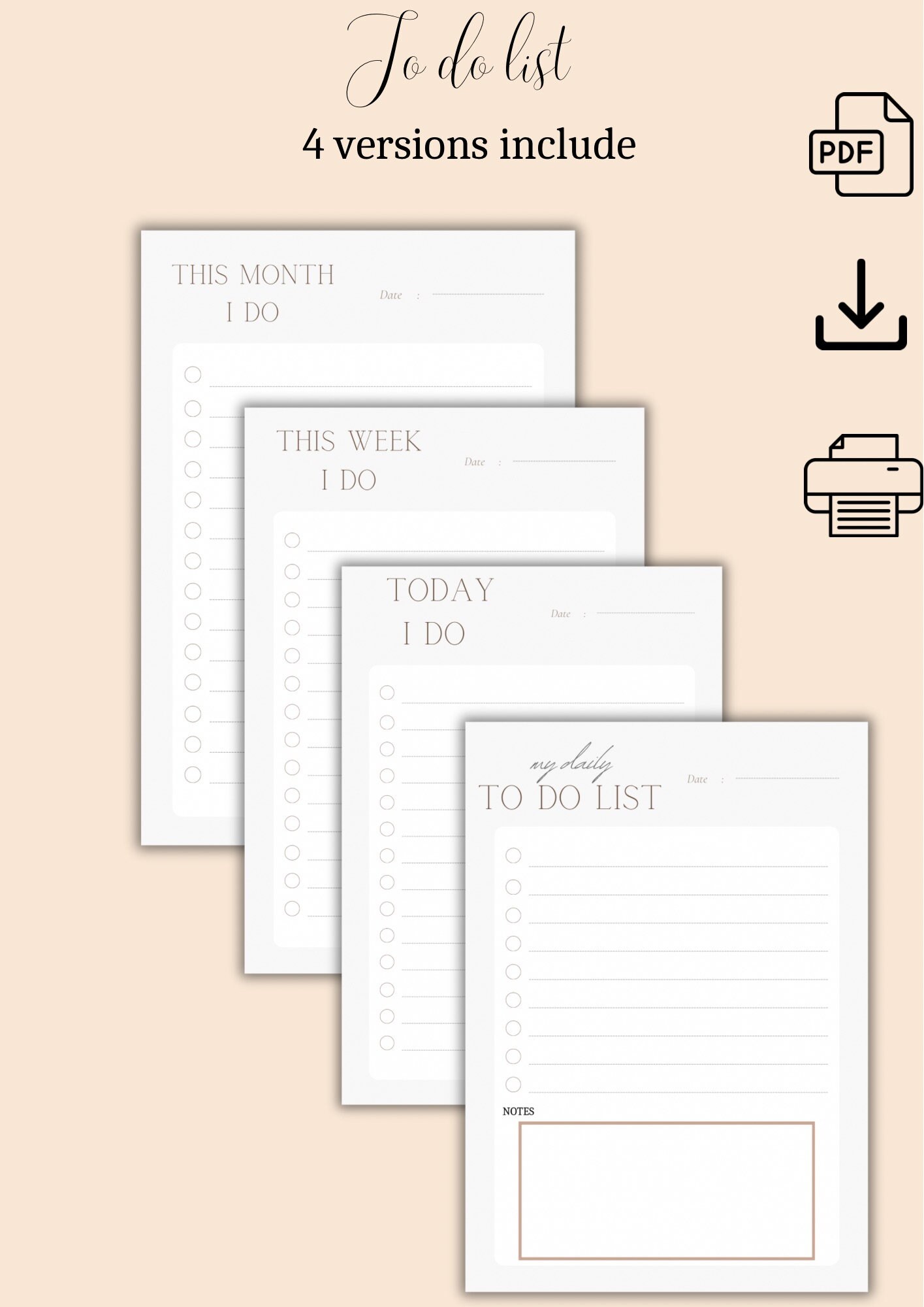 Printable to Do List PDF | Daily Planner | Task Organizer | Instant ...