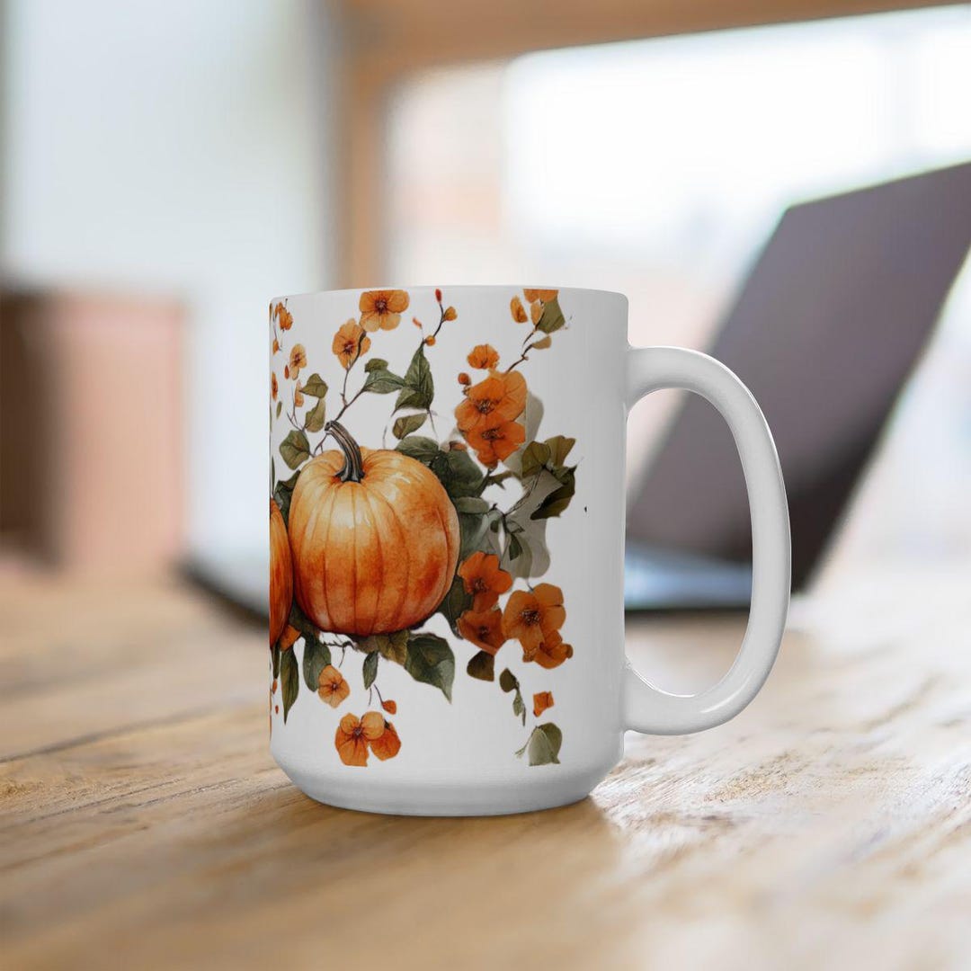 Fall Pumpkin Flowers Mug, Fall Coffee Mugs, Unique Fall Gift, Autumn ...