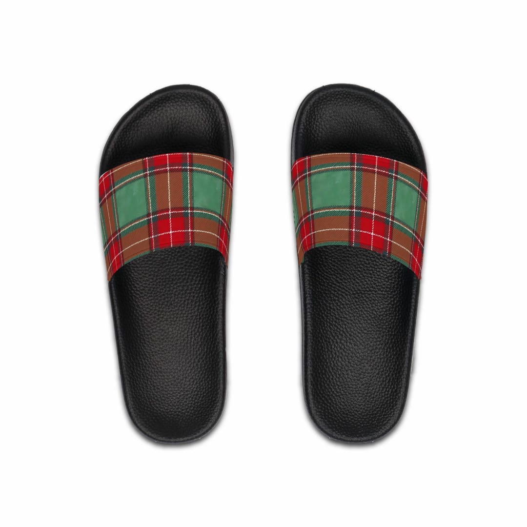 Plaid Slides for Men, Holiday Edition Slide Sandals, Custom Plaid ...