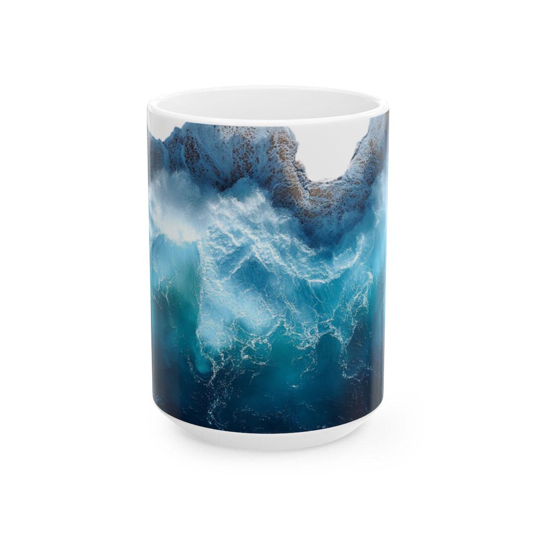 Ocean Wave Ceramic Mug | Coastal Coffee Cup | Beach Theme Drinkware ...