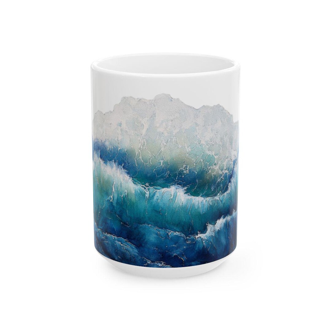 Ocean Wave Ceramic Mug | Coastal Coffee Cup | Beach Theme Drinkware ...