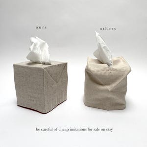 Linen Tissue Box Cover 100% Woven Linen With Cotton Muslin Lining ...