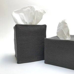 Linen Tissue Box Cover 100% Woven Linen With Cotton Muslin Lining ...