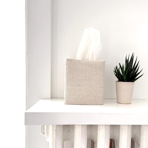 Linen Tissue Box Cover 100% Woven Linen With Cotton Muslin Lining ...