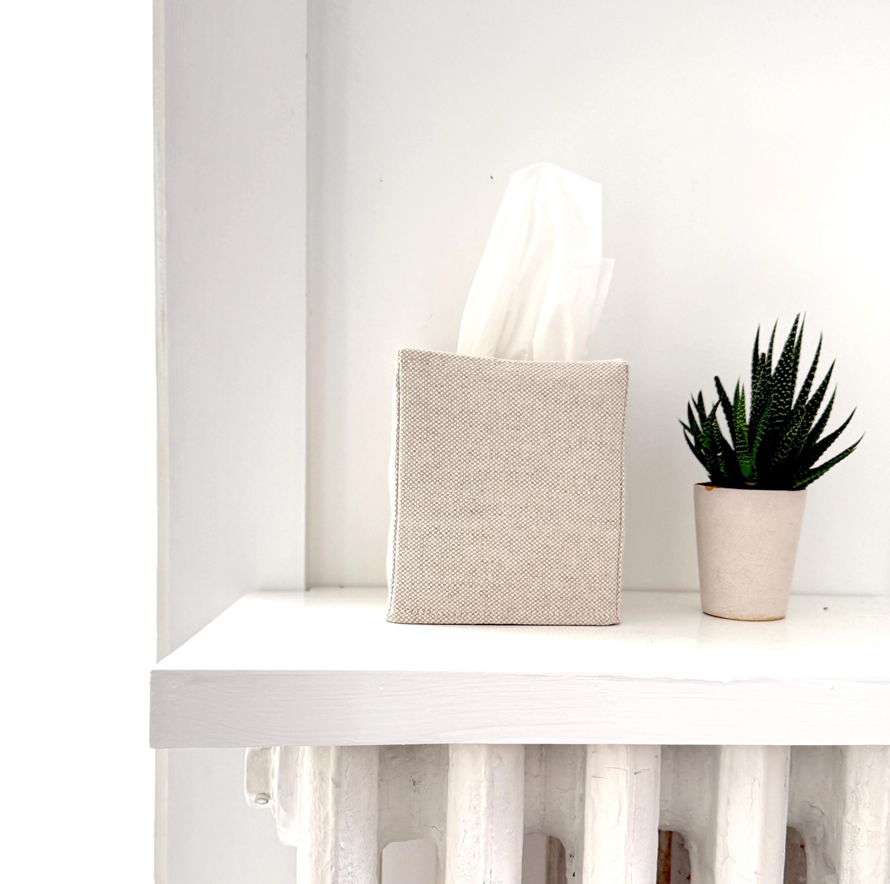 Linen Tissue Box Cover 100% Woven Linen With Cotton Muslin Lining ...