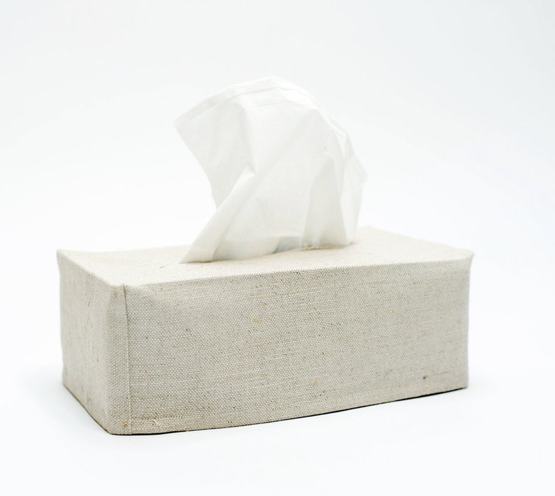 Linen Tissue Box Cover 100% Woven Linen With Cotton Muslin Lining ...