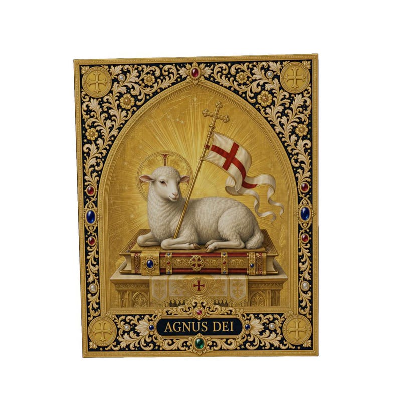 Agnus Dei Lamb of God Catholic Wall Art Print, Canvas Poster Panel ...