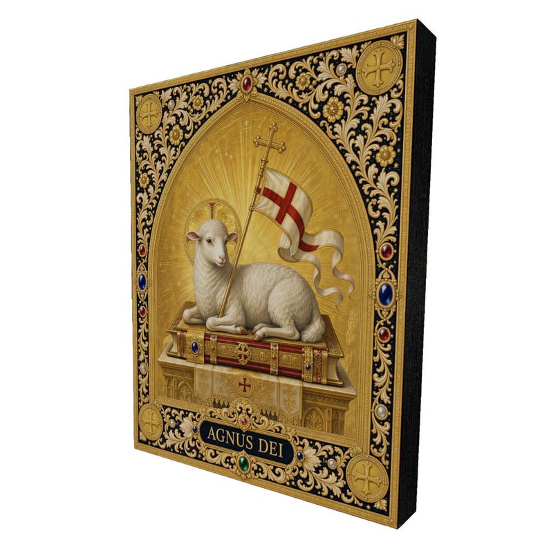 Agnus Dei Lamb of God Catholic Wall Art Print, Canvas Poster Panel ...