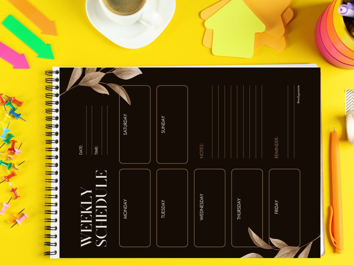Elegant Brown Weekly Schedule Planner: Printable To-do List (PDF) - Etsy