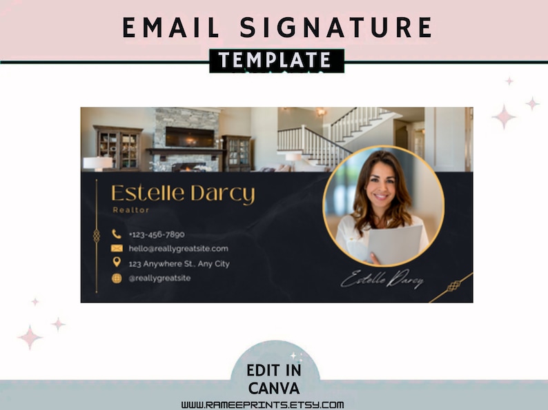 Real Estate Email Signature Template: Canva Realtor Design - Etsy