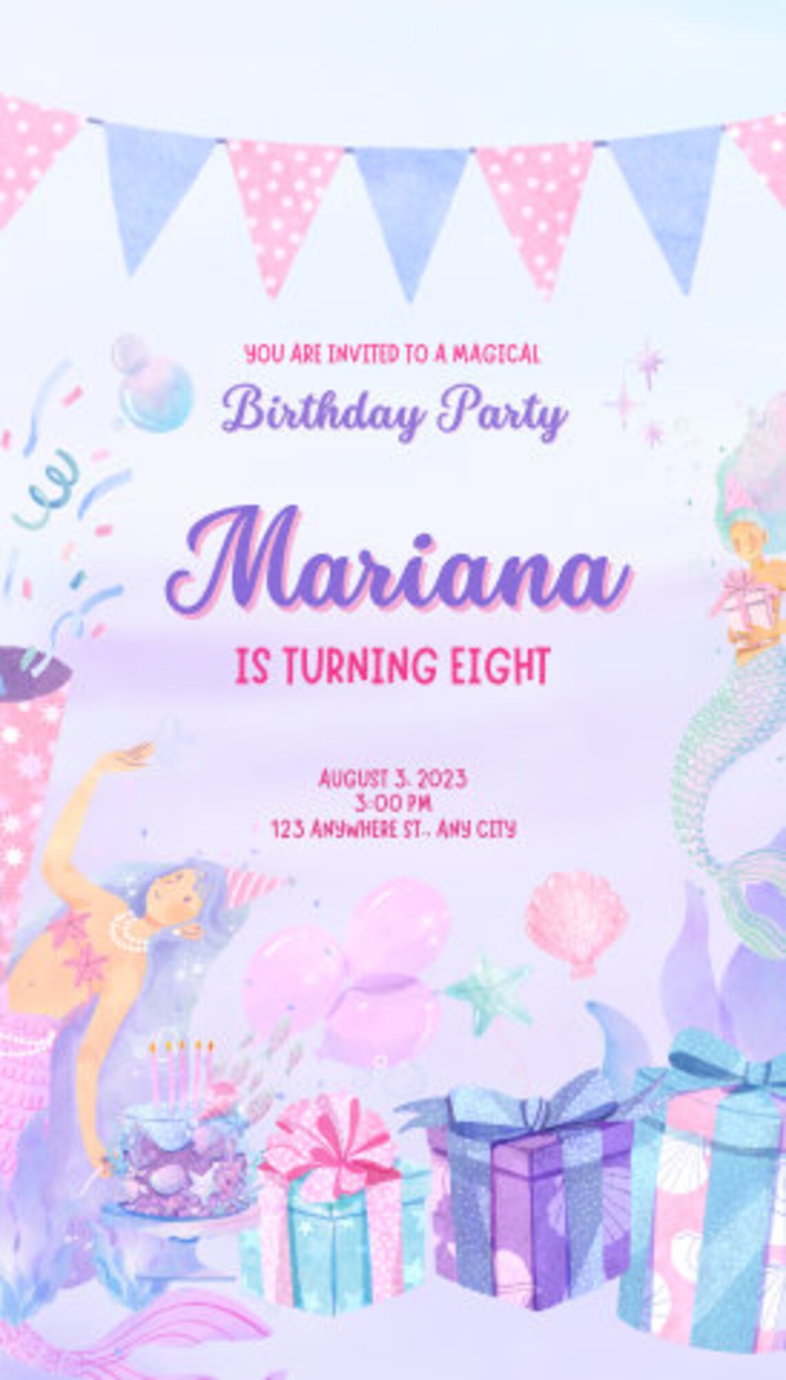 Editable Girl Party Invitation Template, Digital Party Invitation ...