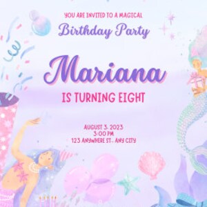 Editable Girl Party Invitation Template, Digital Party Invitation ...