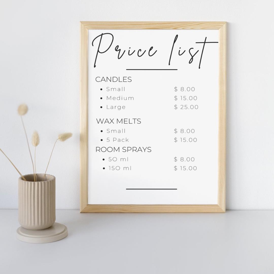 Craft Show Price List and Scan to Pay Signs,local Market Vendor Signs ...