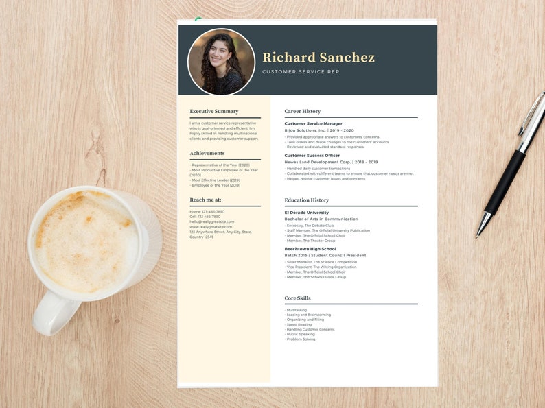 Professional Resume Template: Minimalist CV Design (PDF) - Etsy