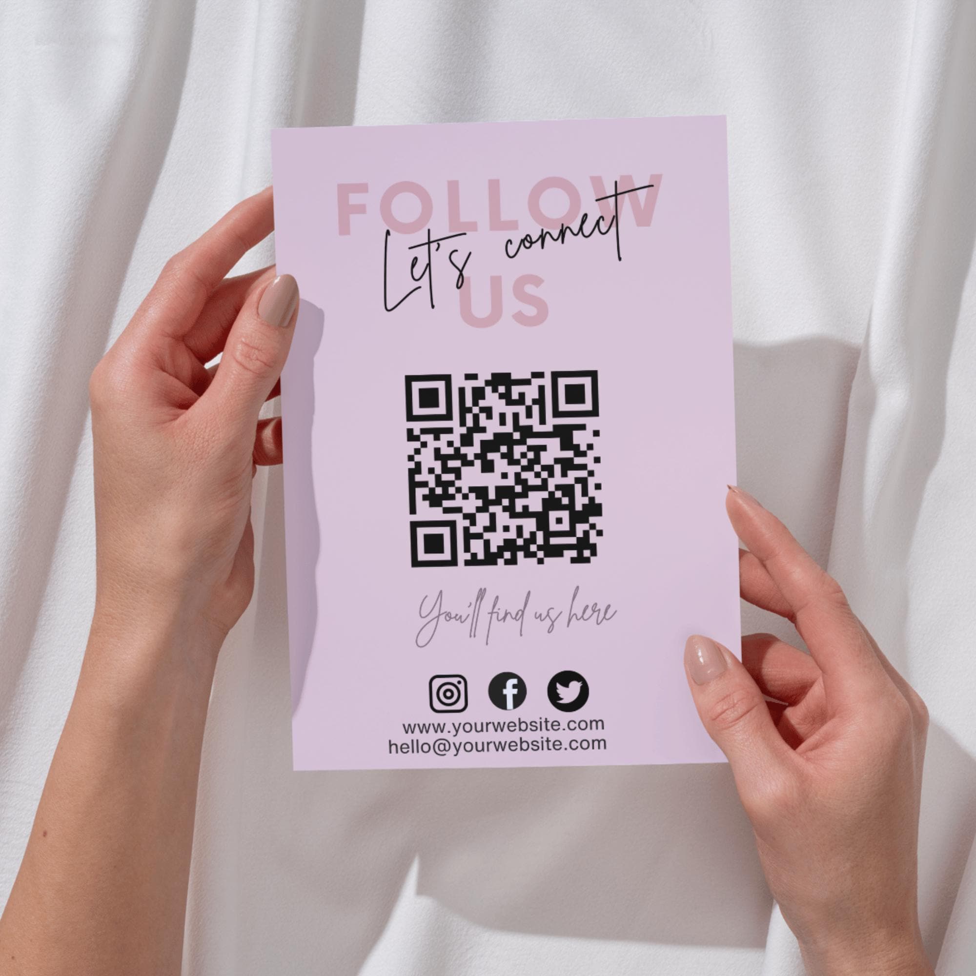 Let's Connect Sign,social Media Sign Template, Pink Lets Connect ...