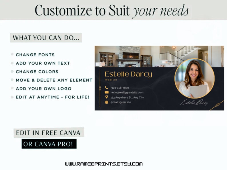 Real Estate Email Signature Template: Canva Realtor Design - Etsy