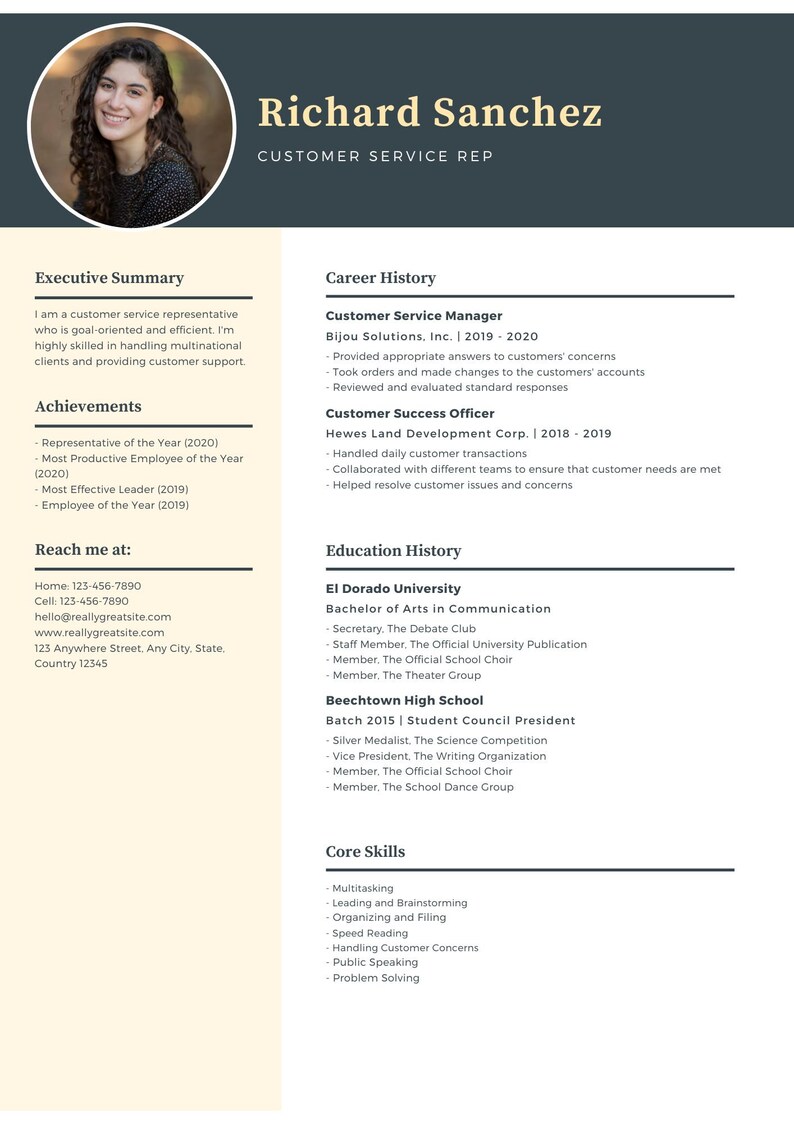 Professional Resume Template: Minimalist CV Design (PDF) - Etsy