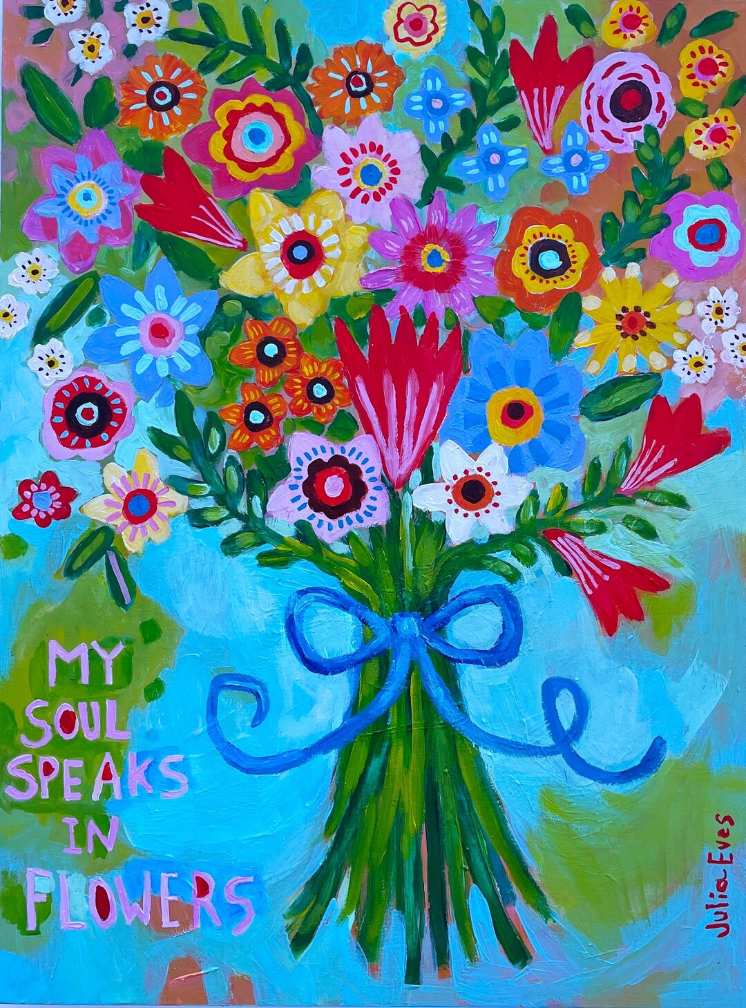 Folk Art Floral Painting - Etsy