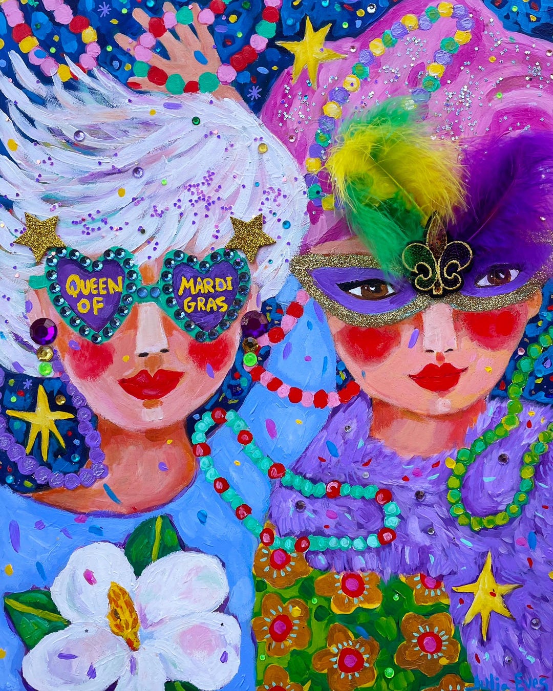 Mixed Media Mardi Gras Painting - Etsy