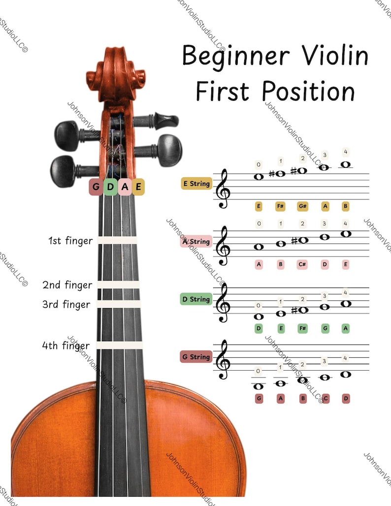Beginner Violin First Position Fingering Chart | Digital Printable - Etsy