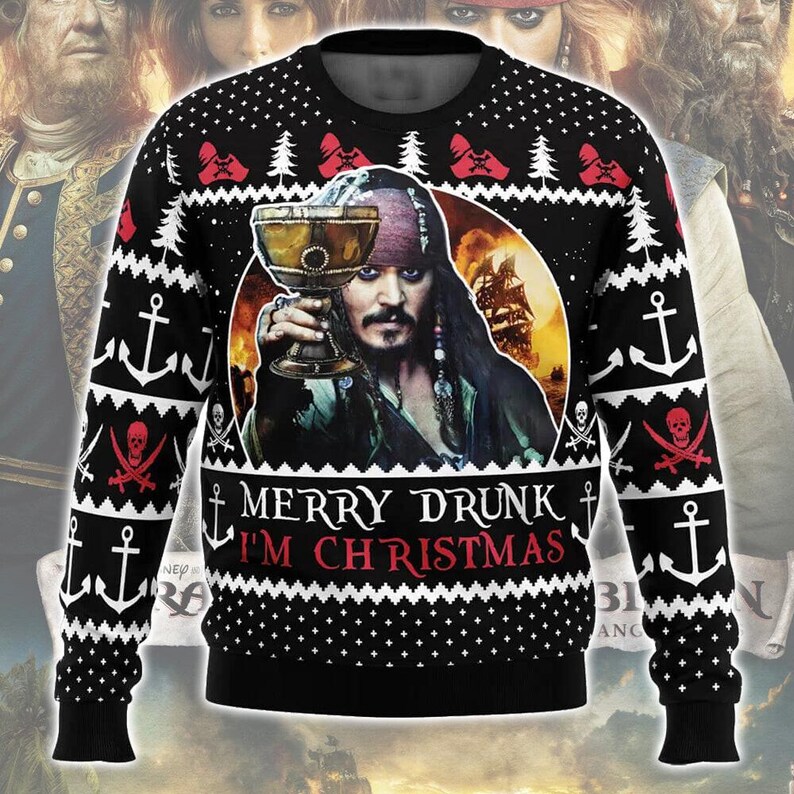 Merry Drunk I'm Christmas Pirates of the Caribbean Ugly Christmas ...