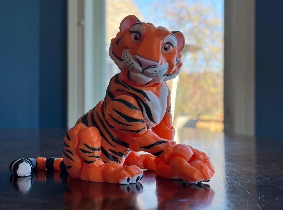 Articulated Tiger 3D Fidget Toy Tiny Mini Small Large and GIANT Sizes ...