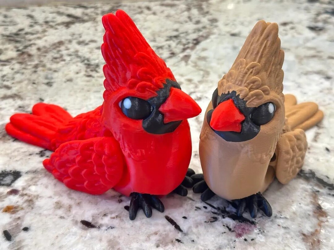 3D Printed Red Cardinal Bird | Moving Poseable Figure | Life-sized ...