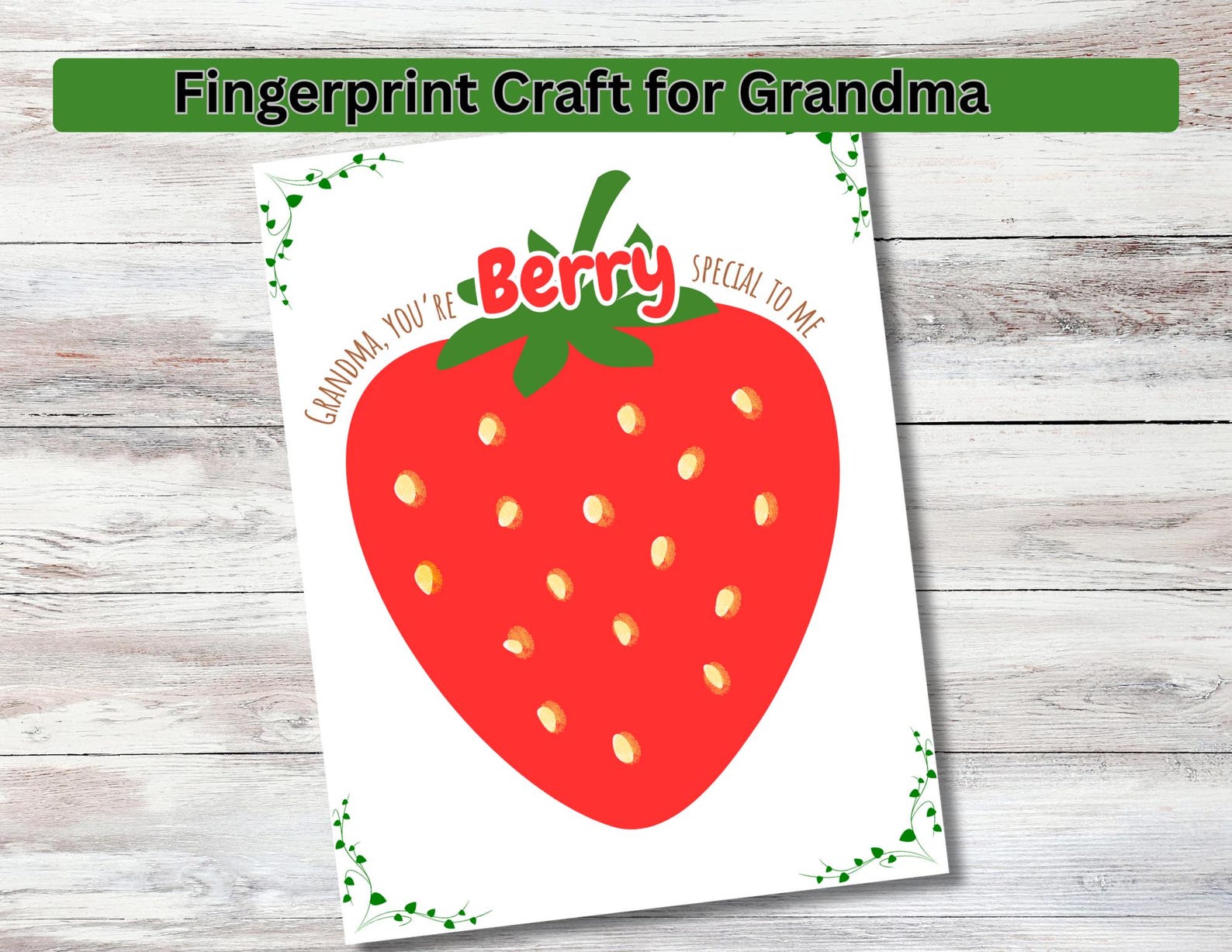 Grandma Fingerprint Paint Printable Art Project, Grandparents Gift ...