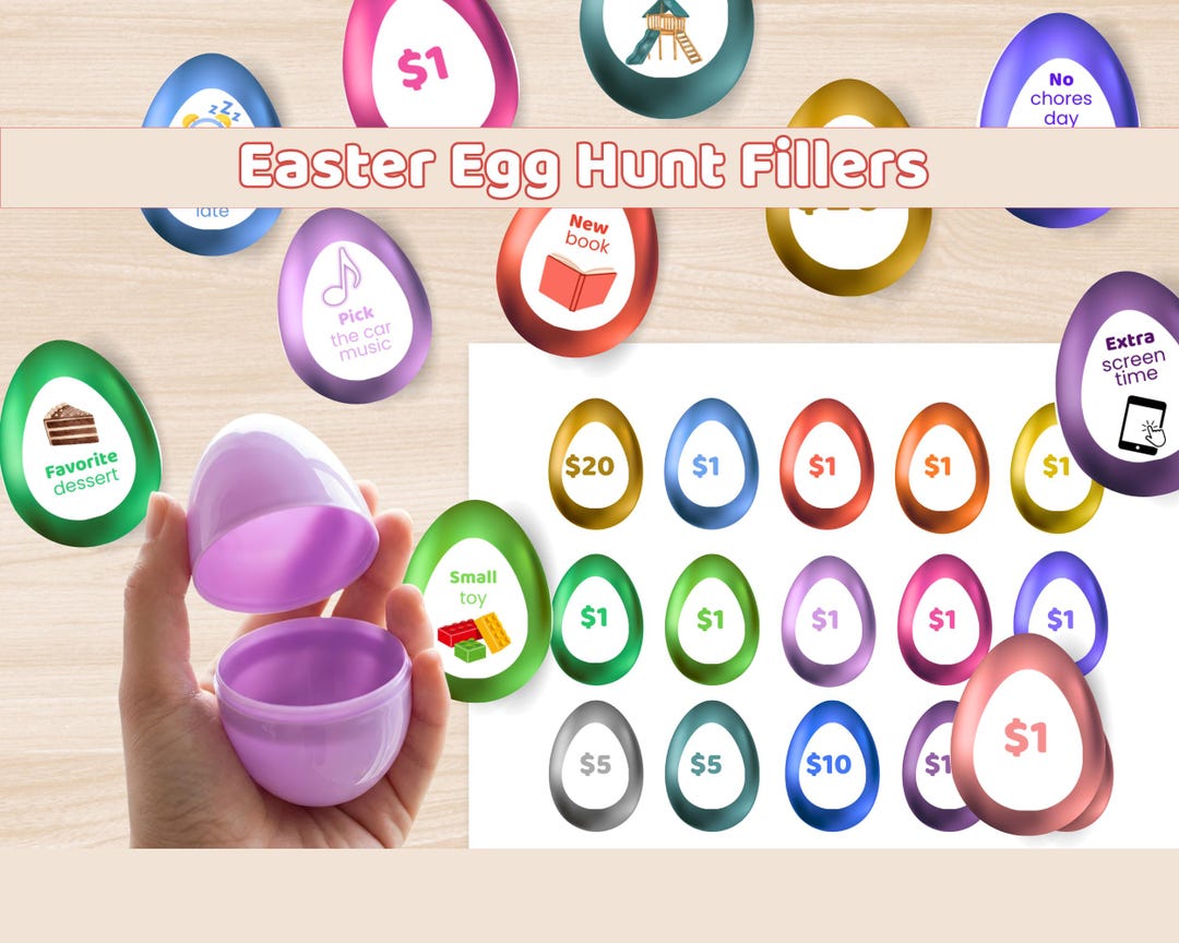 Easter Egg Hunt Filler Printable, Non Candy Easter Egg Prizes, Kids ...
