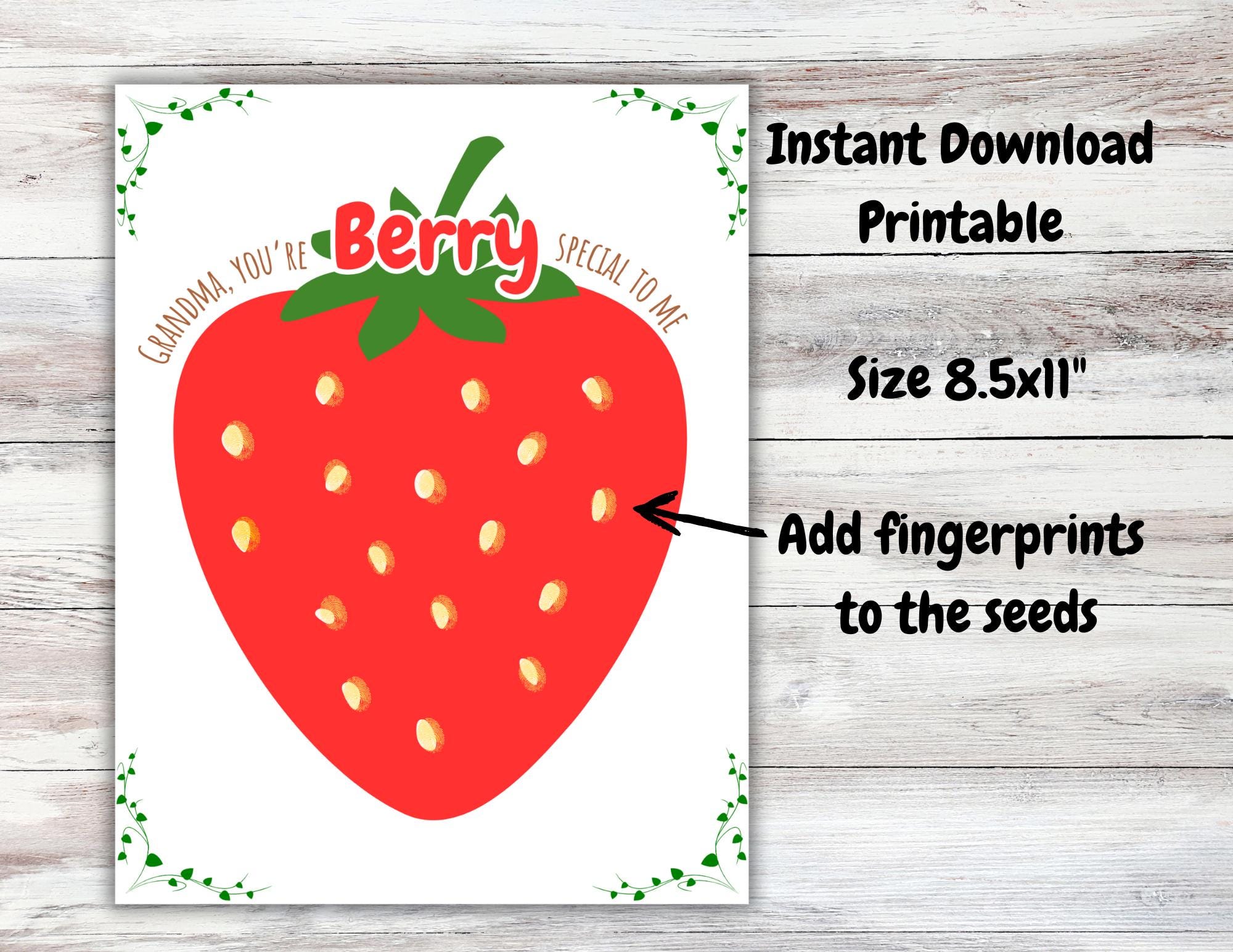 Grandma Fingerprint Paint Printable Art Project, Grandparents Gift ...