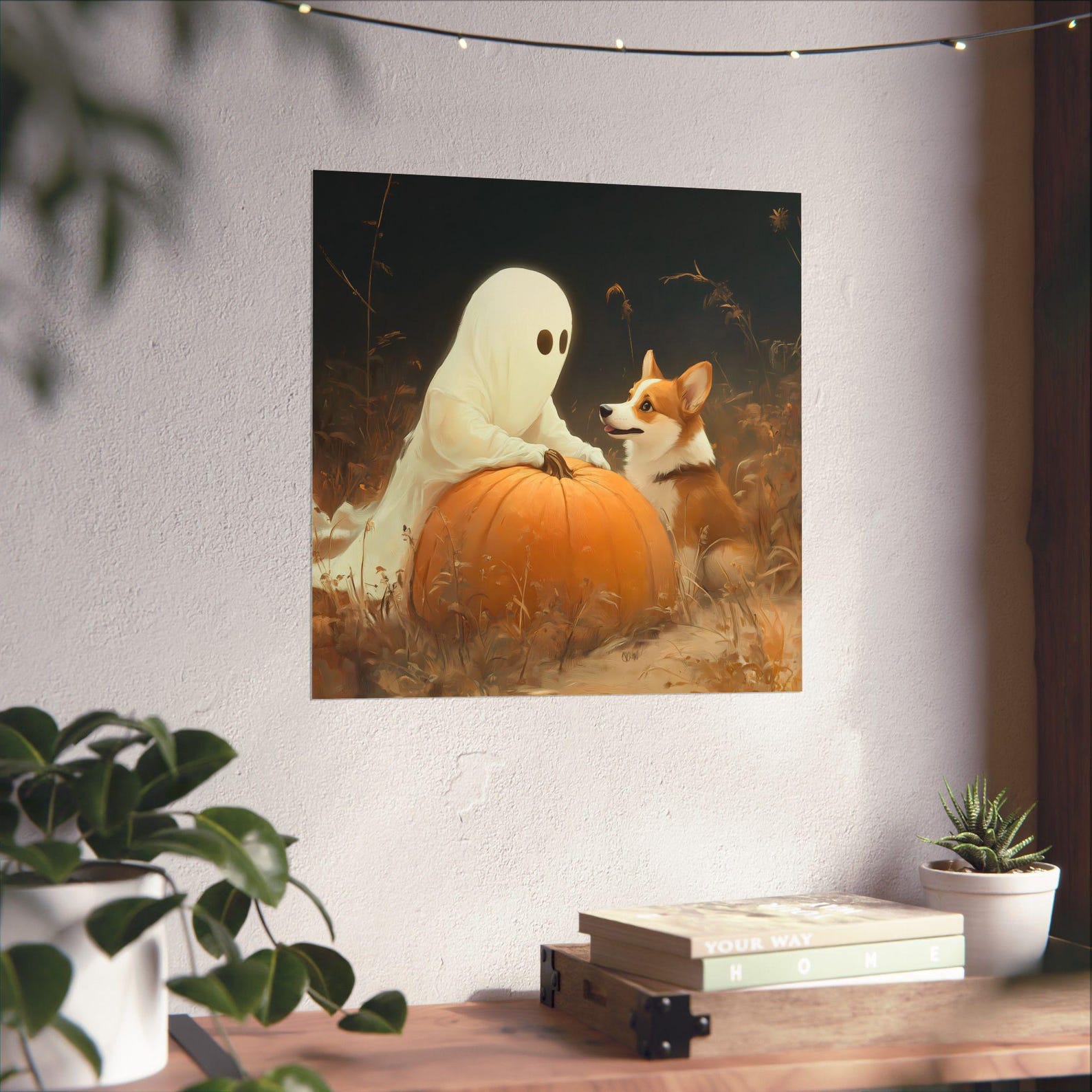 Ghost and Dog Halloween Art Poster Spooky Halloween Art Halloween Dog ...