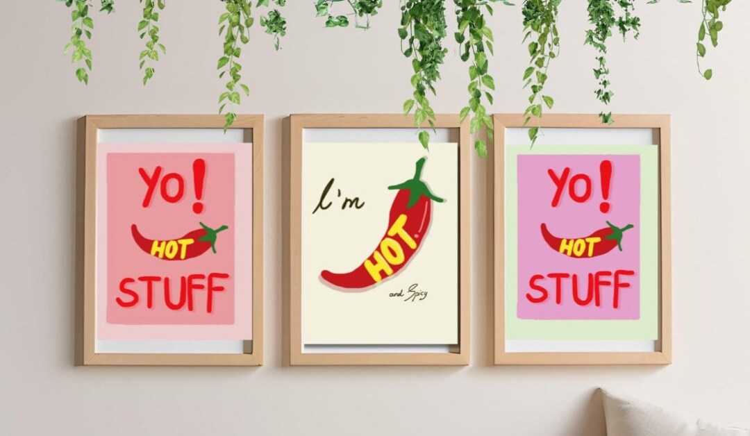 CHILLI WALL ART : the hot Stuff Gallery Wall Set of 5 - Etsy
