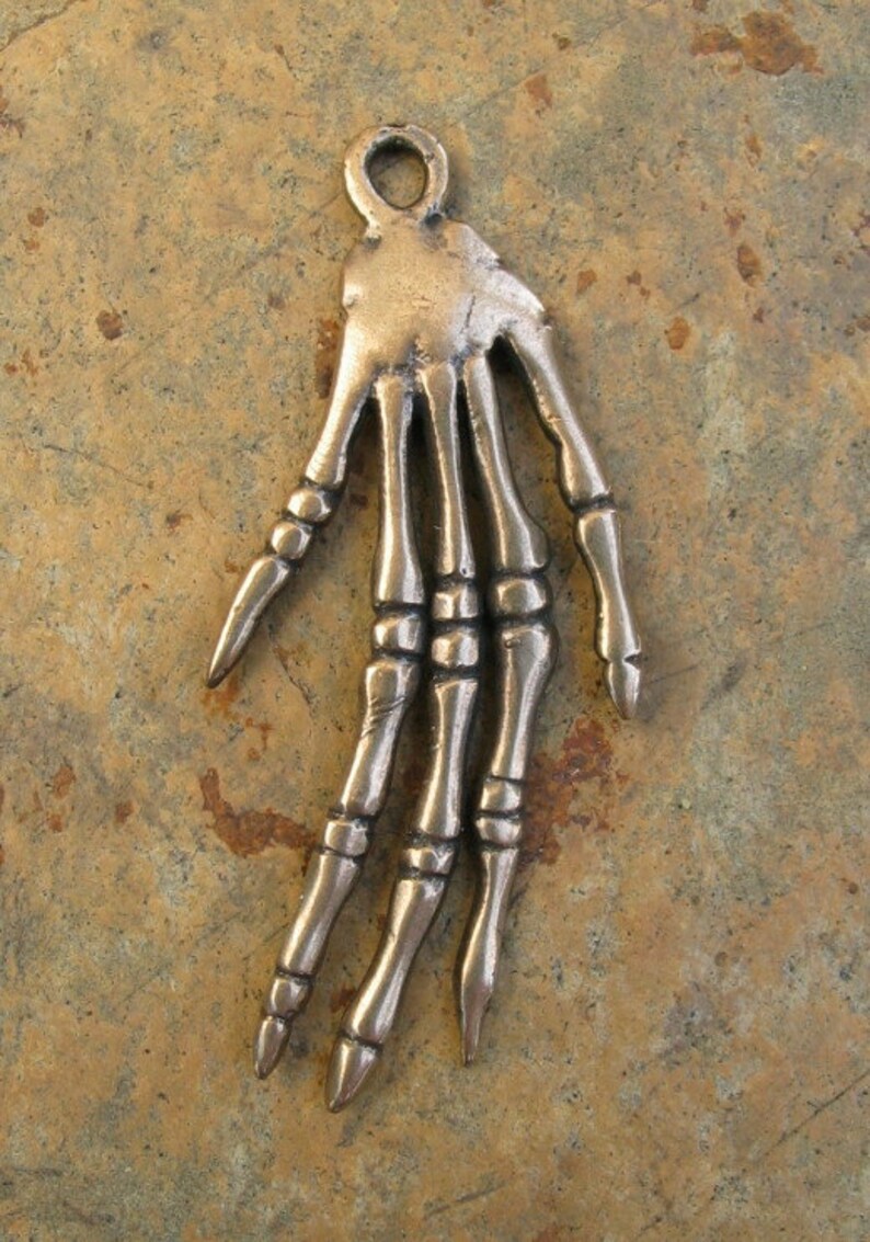 Bronze Skeleton Hand Charm Pendant - Etsy