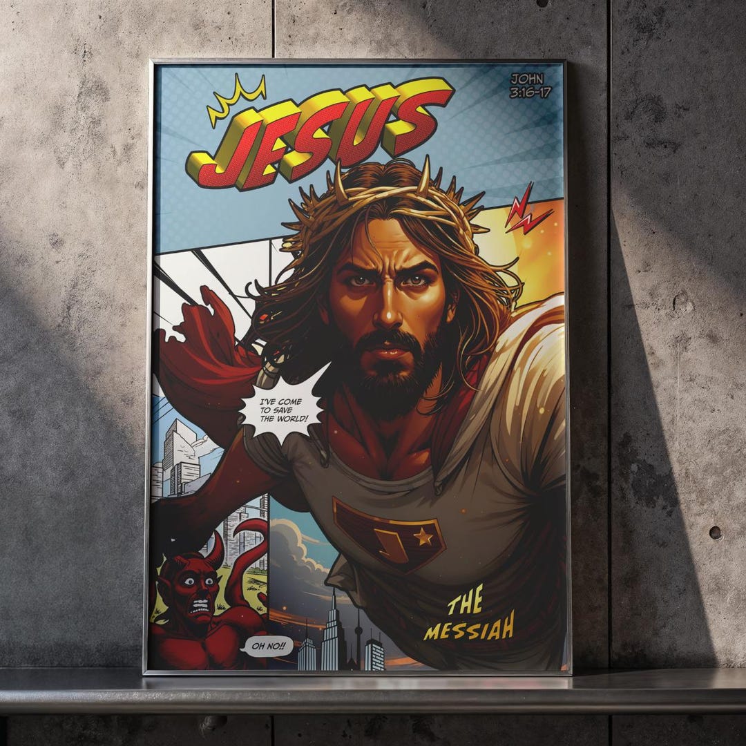 Jesus the Messiah Christian Comic Book Style Room Poster - Etsy