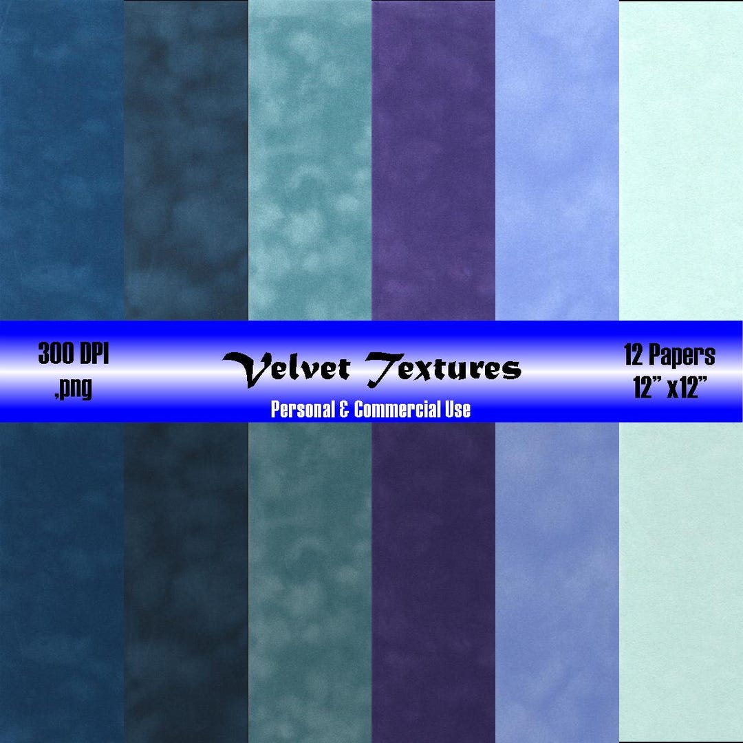 12 Velvet Digital Paper Blue Instant Download 300 DPI 12 X 12 ...