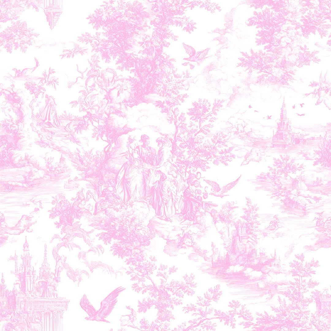 Pink Toile Fabric. Vintage Classic Fabric of an English Country Garden ...