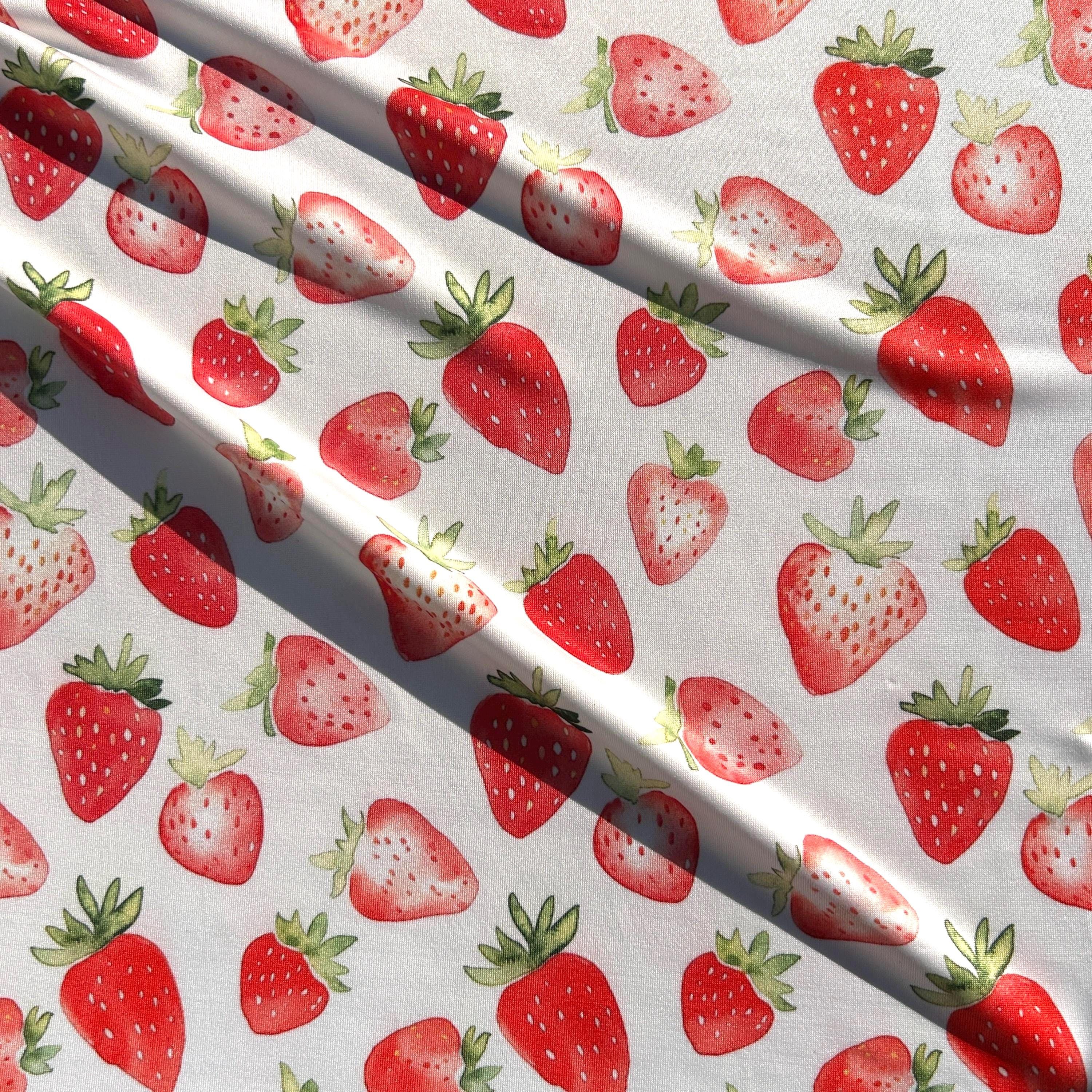 Strawberry Fabric. Watercolor Illust Pattern Fabric by the Yard. - Etsy