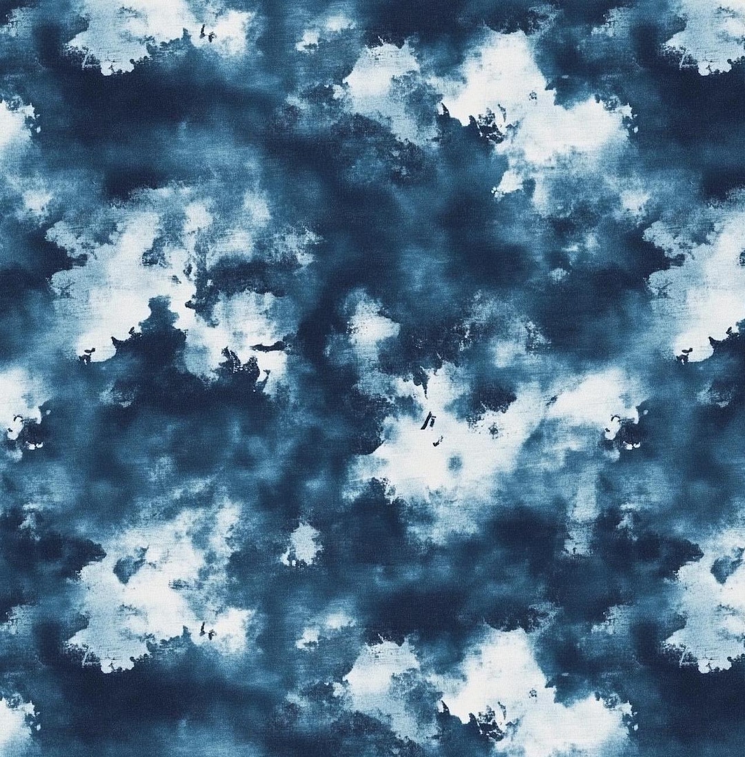 Blue Tie Dye Printed Fabric by Yard. Indigo. Shilbori - Etsy