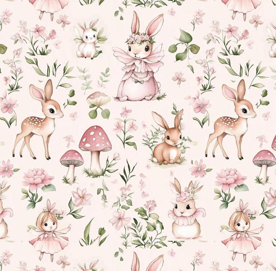 Fairy Tale Fabric. Wonderland. Watercolor Illustrations of Whimsical ...