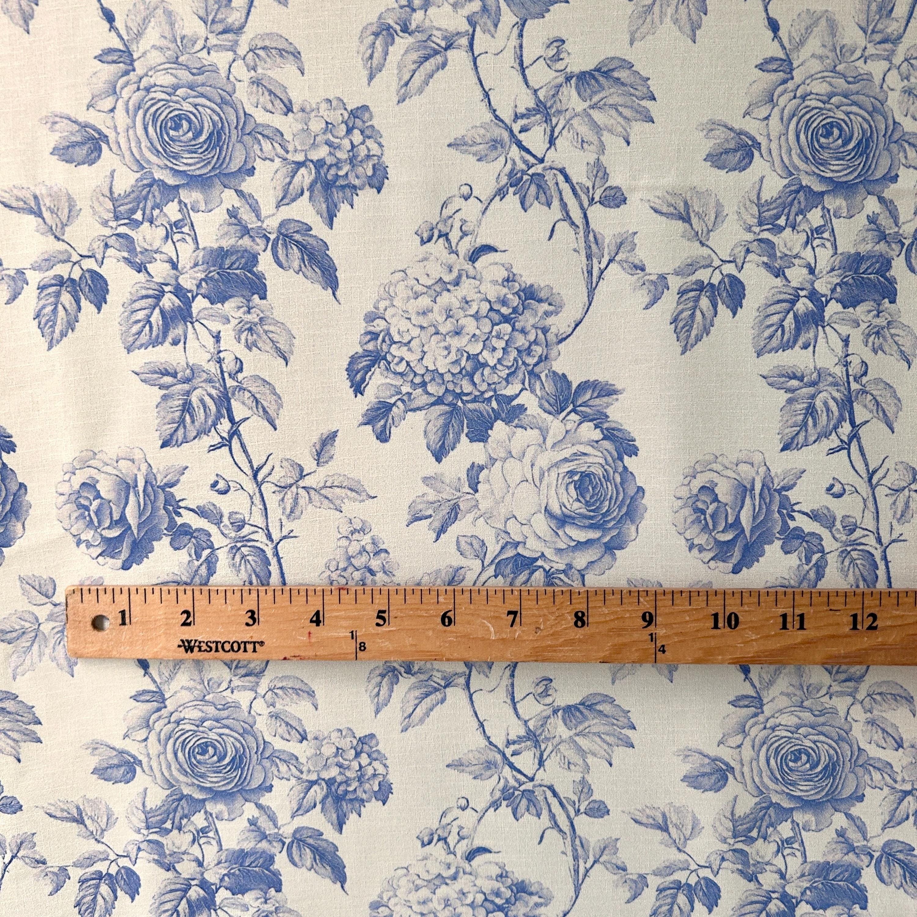 Blue Toile Fabric. Flower Interior Home Decorating Pattern With Roses ...